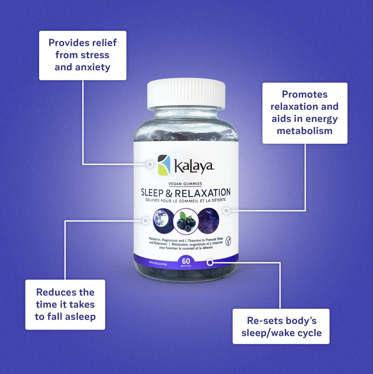 [Pack of 3] KaLaya Vegan Blueberry Sleep & Relaxation Gummies | KaLaya